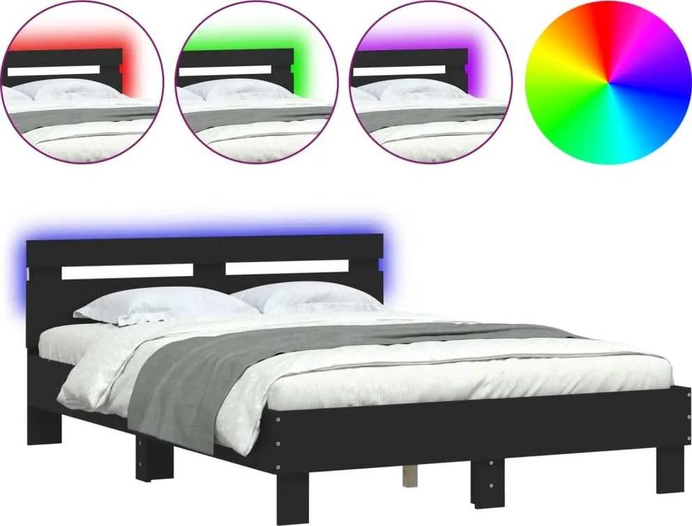 vidaXL Rám postele s čelem a LED osvětlením 135 x 190 cm [3207568] Barva: šedá sonoma