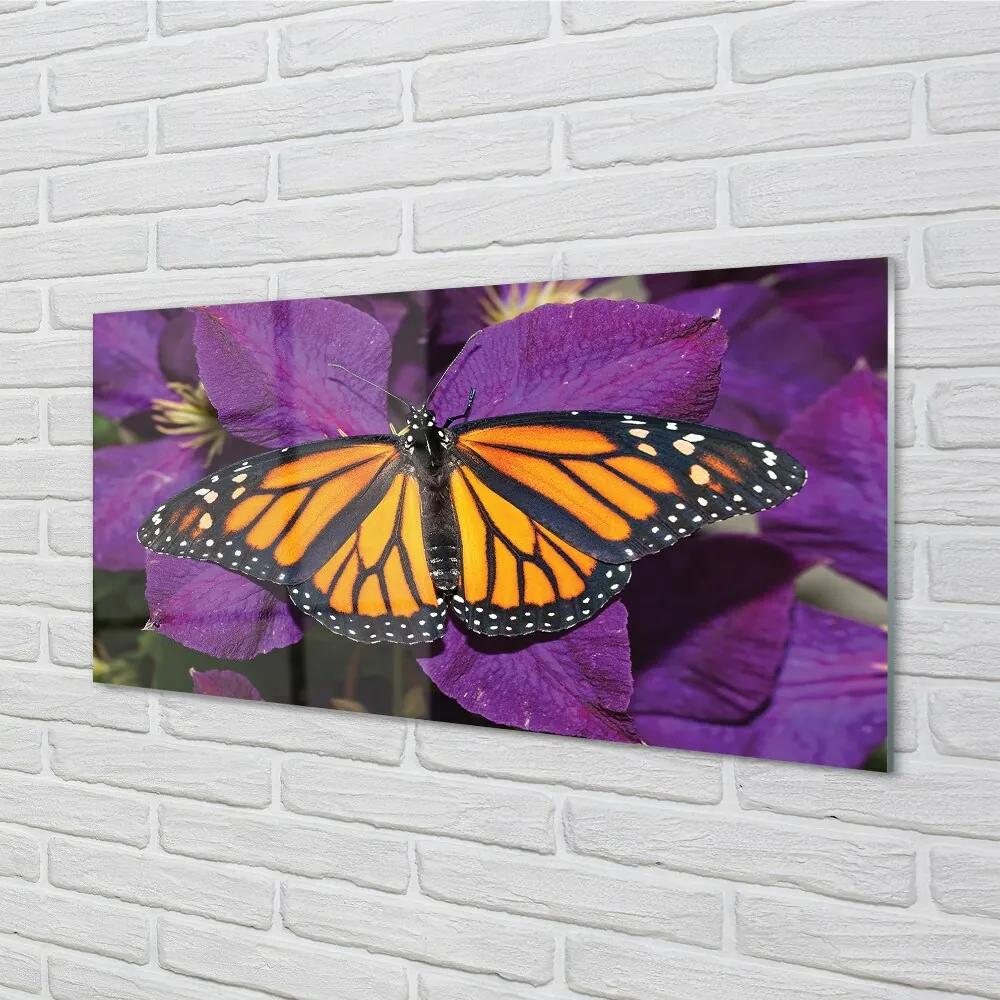 Obraz na skle Barevný motýl květiny 120x60 cm