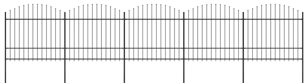 Zahradní plot s kopím nahoře ocelový 892,5 x 175 cm černý