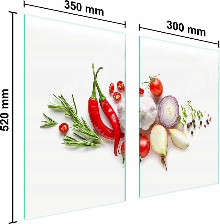 Skleněná Ochranná Deska Do Kuchyně 65x52 Zelenina