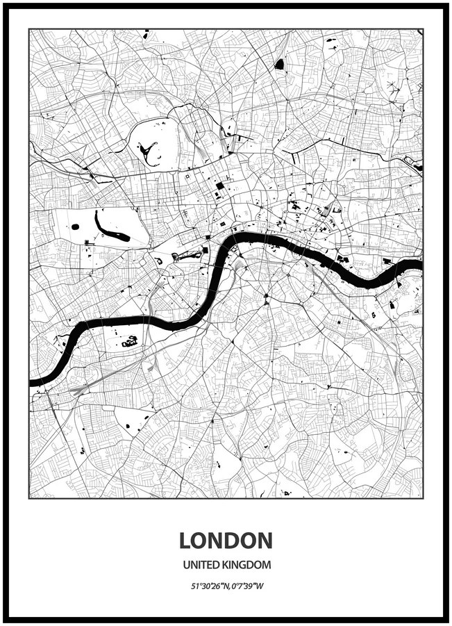 Plakát Mapa města (více variant měst) Rozměr plakátu: 50 x 70 cm, Město: Los Angeles