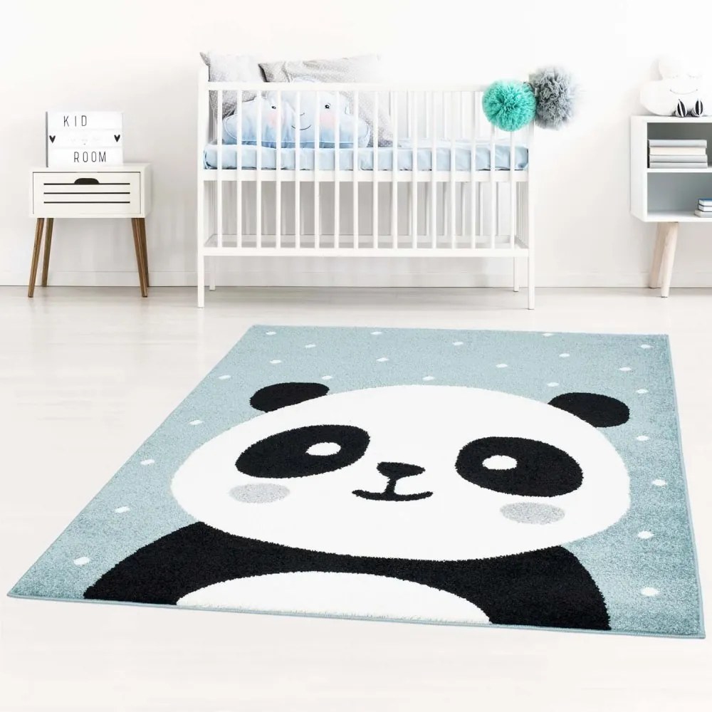 Rozkošný dětský koberec s motivem pandy modré barvy Šířka: 80 cm | Délka: 150 cm