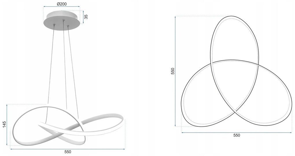 Toolight Moderní LED závěsné stropní svítidlo Ring + dálkové ovládání APP394-CP Gold