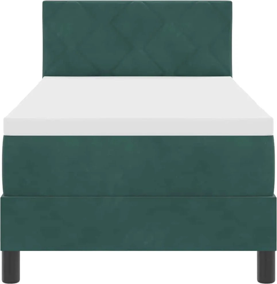 Postel s boxspringem s čelo Tmavě zelená 80 x 200 cm samet 3339203