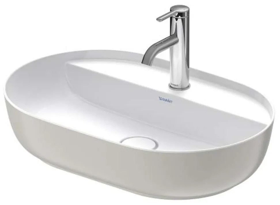 Duravit Luv - Umyvadlo na desku, 60x40 cm, bez přepadu, s otvorem pro baterii, bílá/matná šedá 0380602300