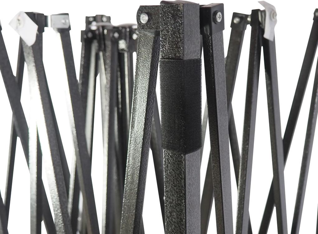 Nůžkový stan 3x4,5m ocelový, Černá, 2 boční plachty