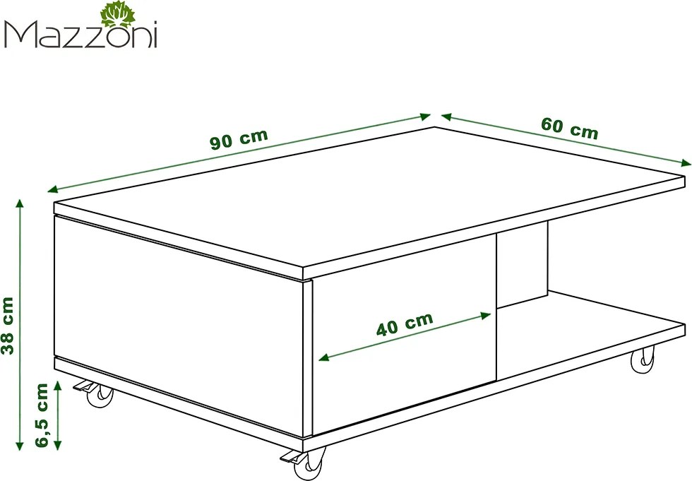 VIENNA dub sonoma, konferenční stolek na kolečkách