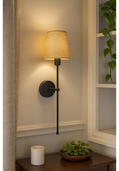 Nástěnná lampa MADELA 1xE14/40W/230V juta/černá