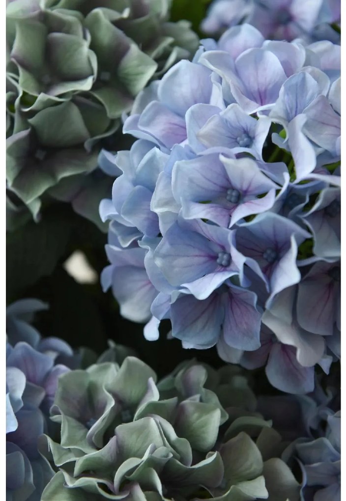 Umělá hortenzie HYDRANGEA v bílém květináči, výška 78 cm, modrá