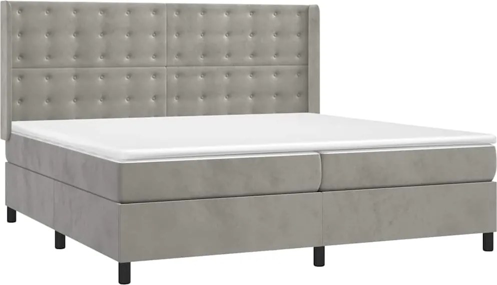 Box spring postel s matrací světle šedá 200x200 cm samet 3132939