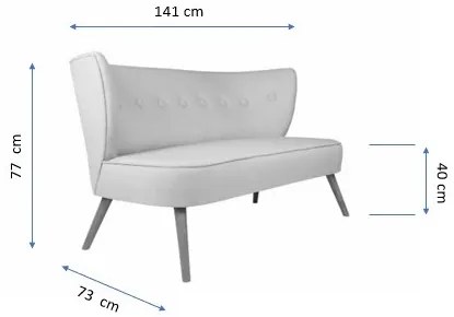 Designová pohovka Verena 141 cm modrá