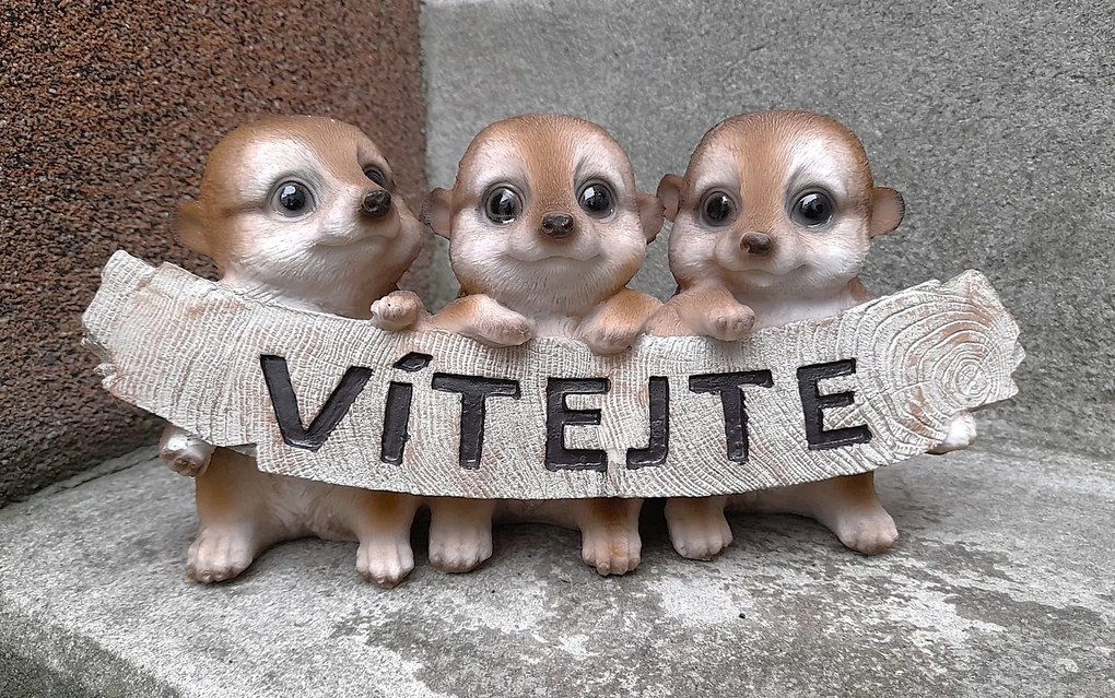 PRODEX IMPORT Zahradní figurka surikaty s nápisem Vítejte 25x13 cm