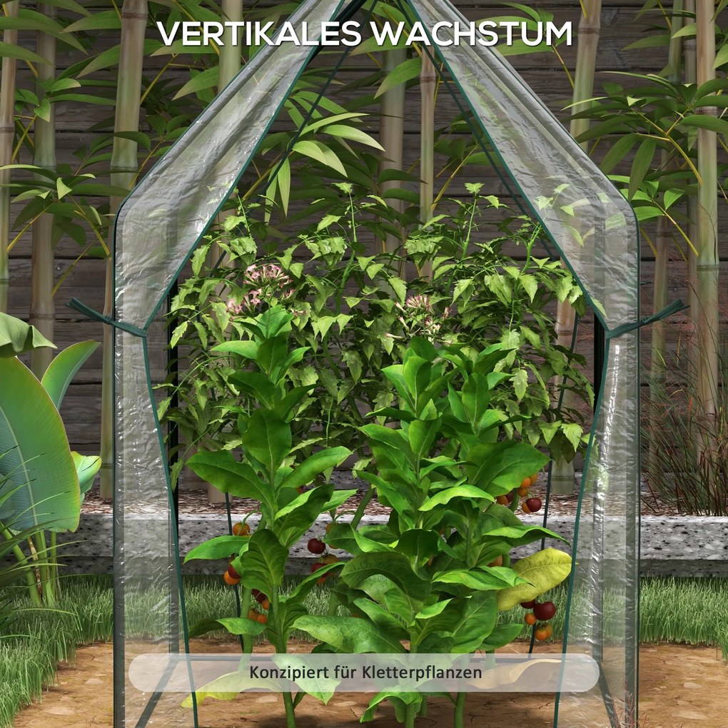 Outsunny fóliový skleník s dvojitými dveřmi větruodolný rostlinný domek pro zahradu 90 x 145 cm z průhledného PE |
