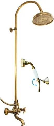 Vanová baterie RAV SLEZÁK Morava se sprchovým setem 150 mm stará mosaz MK159.5/3SM