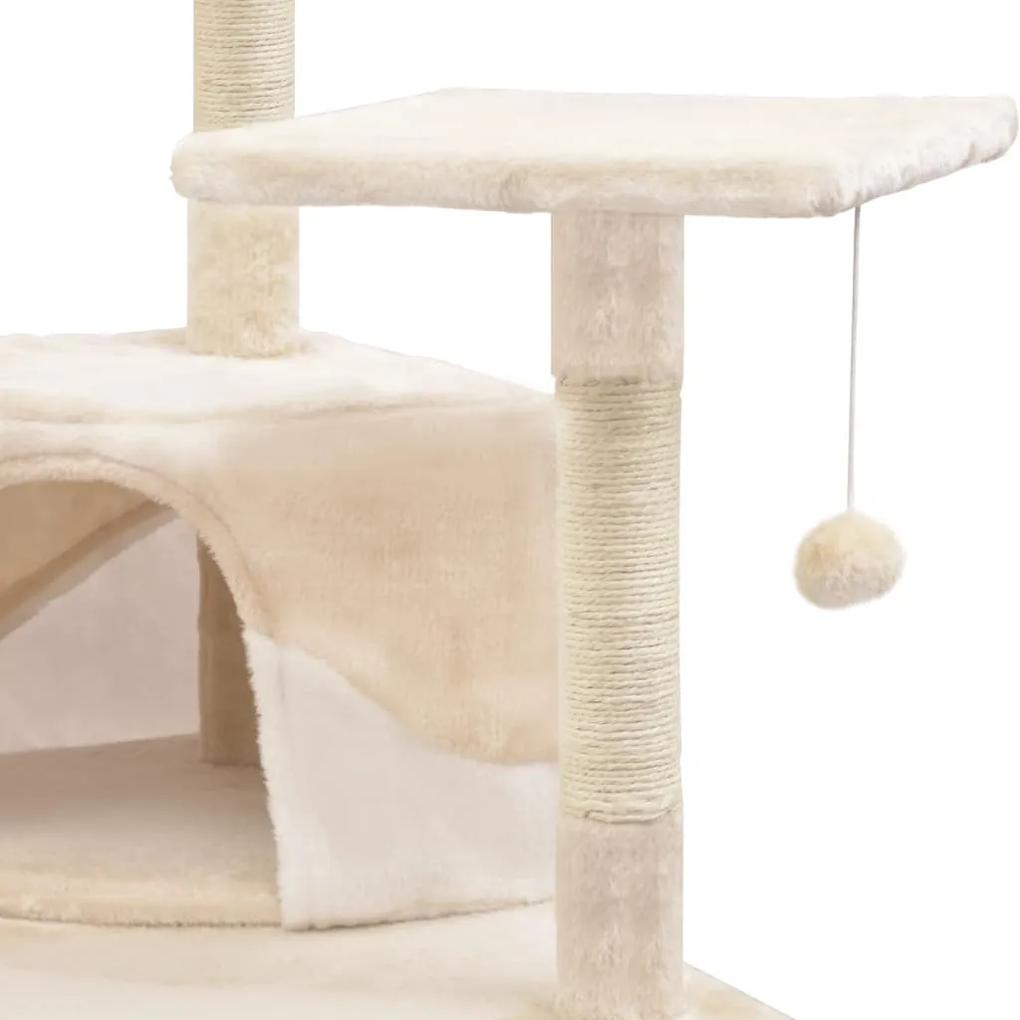 Škrabadlo pro kočky - sisalové sloupky - béžové a bílé | 203 cm