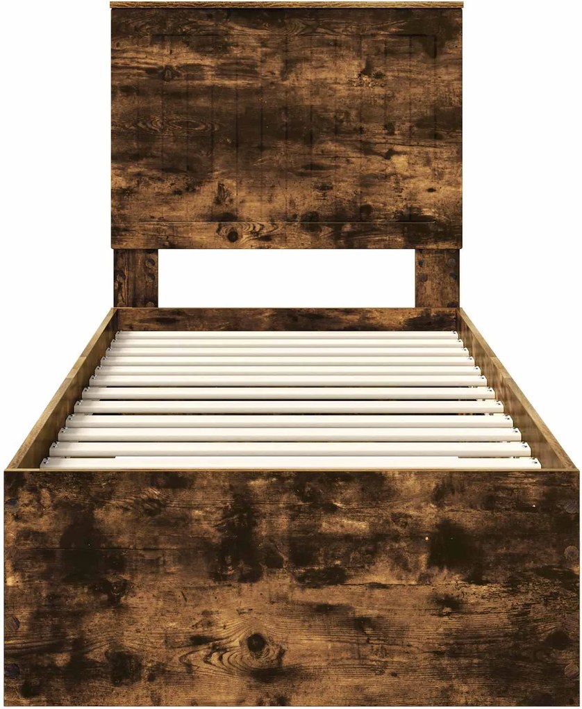 Rám postele Uzený dub a stříbrná 70 x 190 cm Kompozitní dřevo 3411372