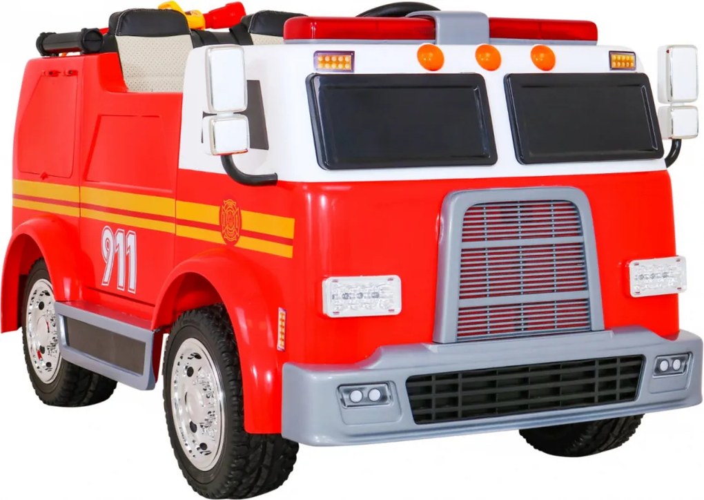 Ramiz Dětské hasičské auto na baterie + vodní dělo + megafon + maják + dálkové ovládání