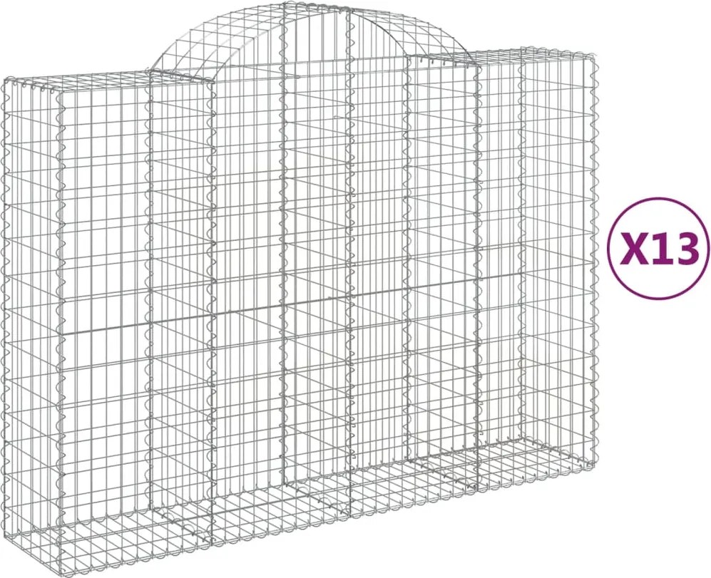 Klenuté gabionové koše 13ks 200x50x140/160cm pozinkované železo 3146373
