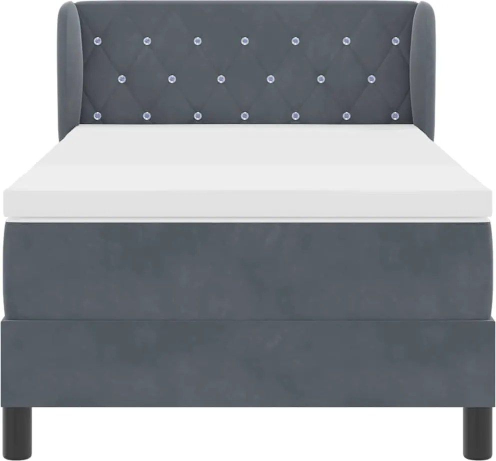 Postel s boxspringem s matrací Tmavě šedá 100 x 200 cm samet 3340323