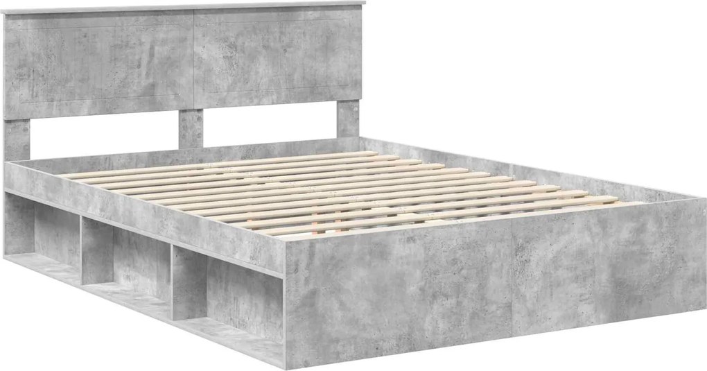 Rám postele Betonově šedá 150 x 200 cm Masivní borové dřevo 3410585