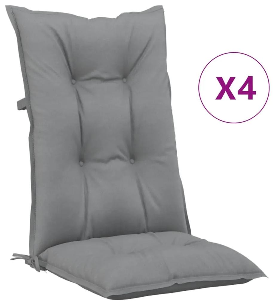 vidaXL Podušky na židli vysoké opěradlo 4 ks šedé 120x50x7 cm textil