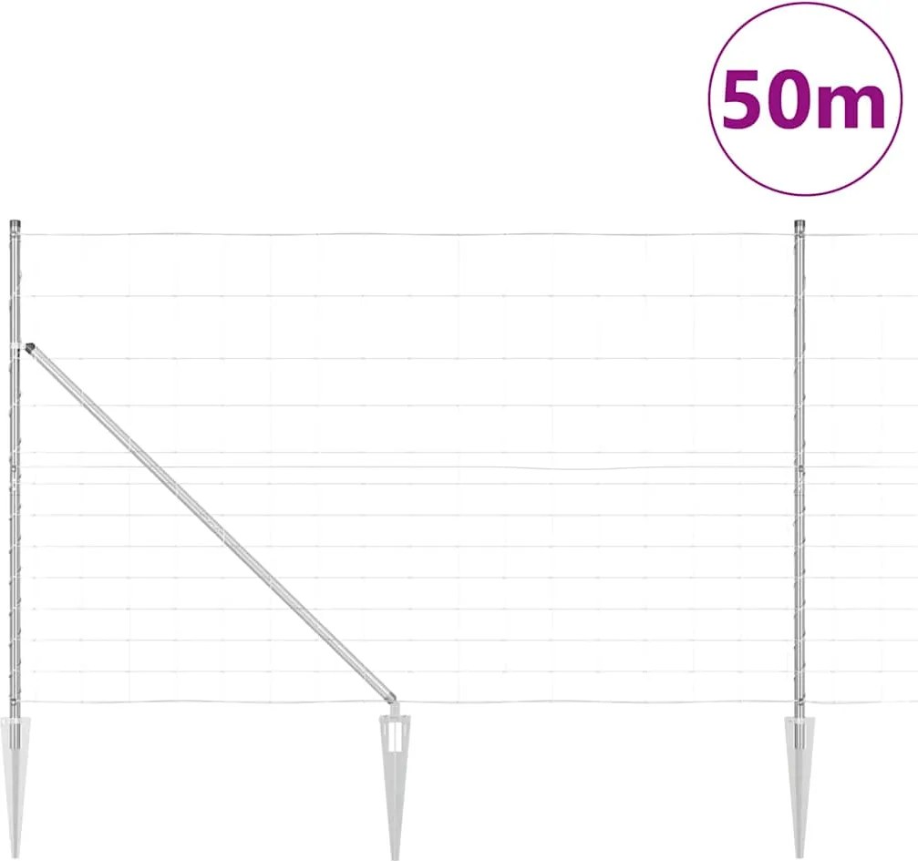 Svařované drátěné ploty s hroty 50 x 1,5 m Pozinkovaná ocel 3351463