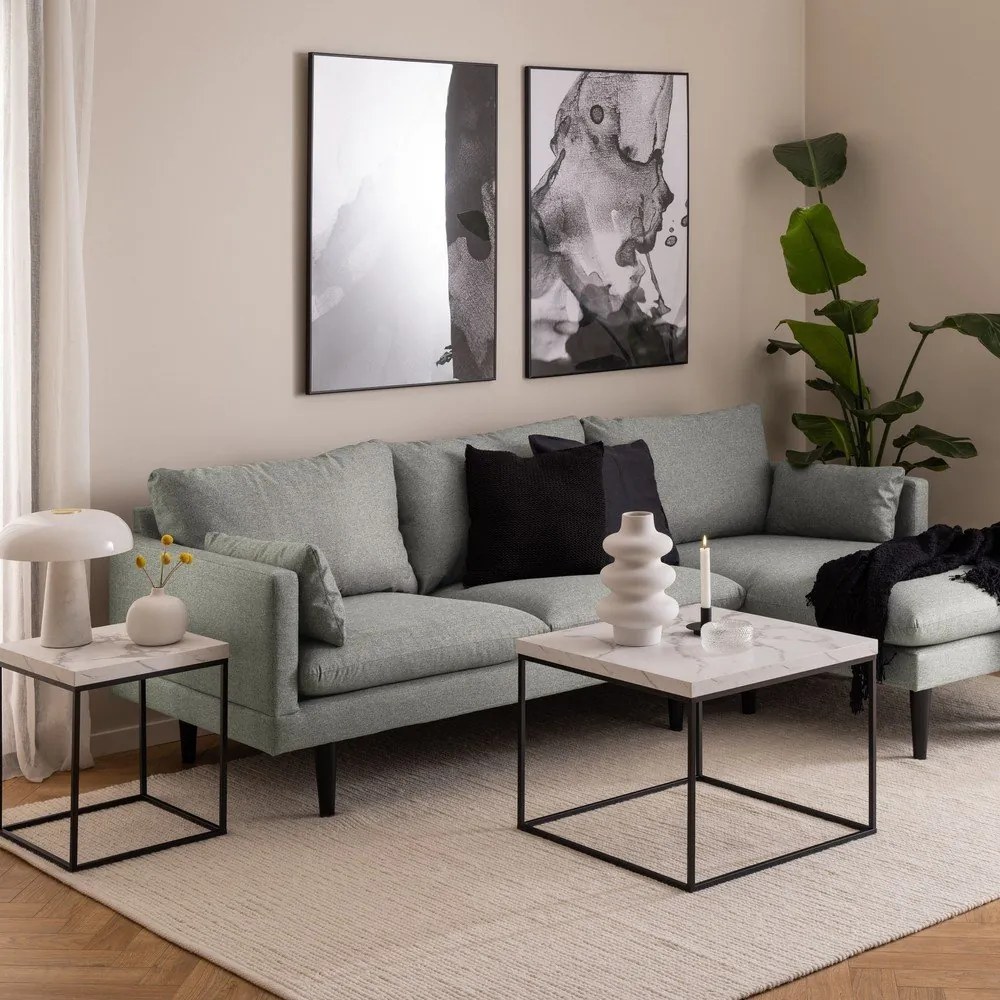 Bílý konferenční stolek s deskou v dekoru mramoru 60x60 cm Barossa – Actona