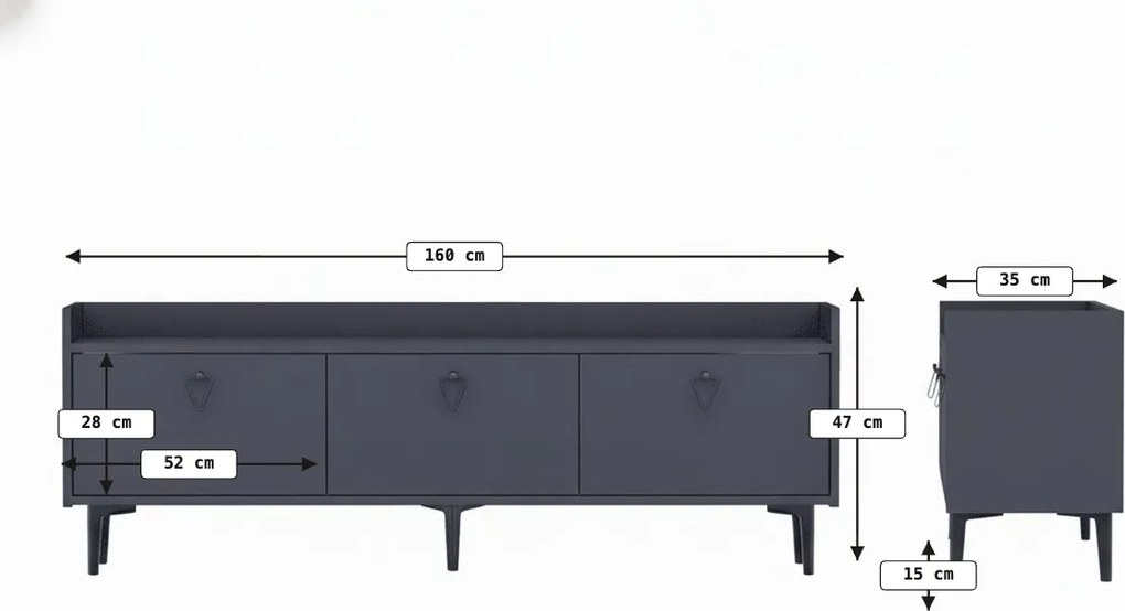 TV stolek PIENA 160 cm, antracitový