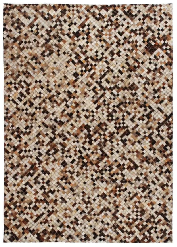 132596 vidaXL Koberec patchwork pravá kůže 80x150 cm čtverce hnědobílý