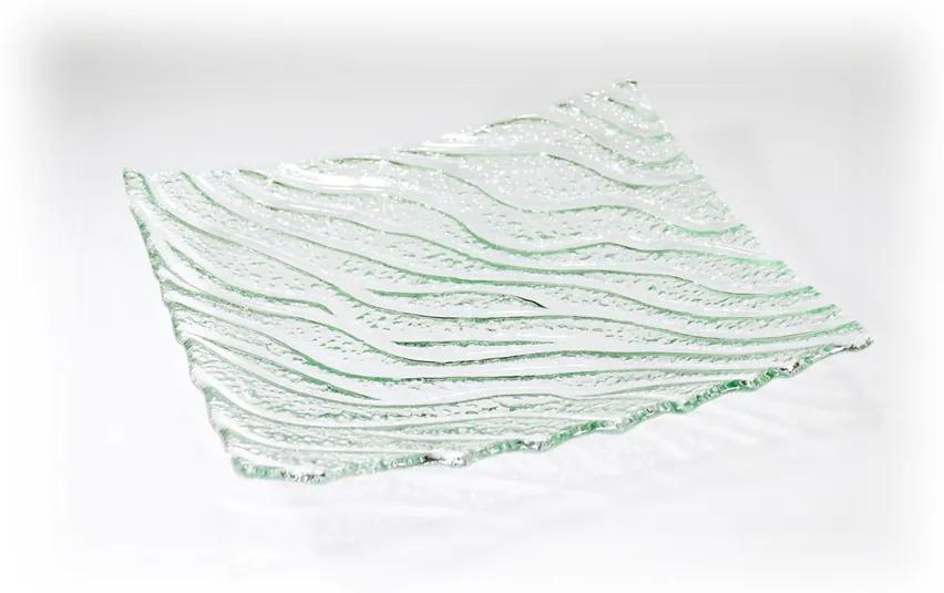 BDK-GLASS Čtvercové skleněné talíře NATURE SEA Rozměr: 26x26cm