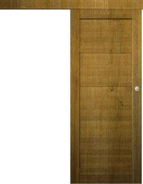 posuvné interiérové dveře na stěnu vasco doors SANTIAGO plné, model 1 Průchozí rozměr: 70 x 197 cm, Orientace dveří: Levé dveře, Dekor: Dub Aljaška