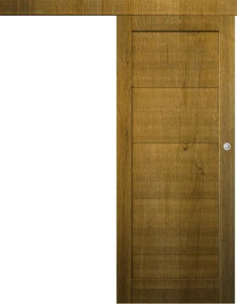 posuvné interiérové dveře na stěnu vasco doors SANTIAGO plné, model 1 Průchozí rozměr: 70 x 197 cm, Orientace dveří: Levé dveře, Dekor: Ořech muškátový