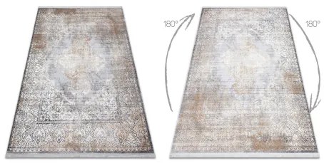 Moderní koberec LUCE 80 ornament vintage Strukturální šedá / hořčice velikost 115x170 cm | krásné koberce cz