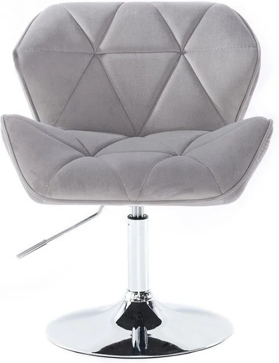 LuxuryForm DESIGN Otočná židle MILANO VELUR na stříbrném talíři - světle šedá