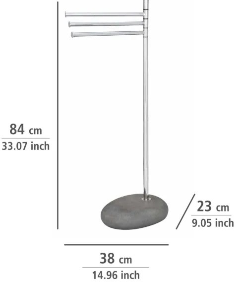 WENKO 19493100 - Stojan na ručníky PEBBLE STONE 38x84 cm lesk. chrom/šedá
