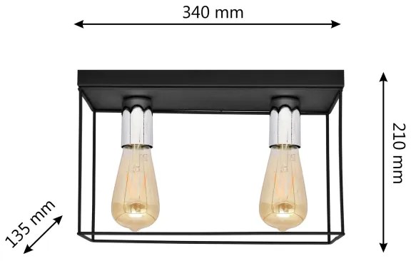 Stropní svítidlo FINN 2xE27/15W/230V černá/chrom