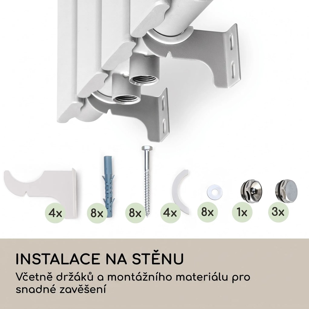Blumfeldt Ontario 120 x 30 radiátor 1/2" boční připojení, montáž na zeď, 380 Watt