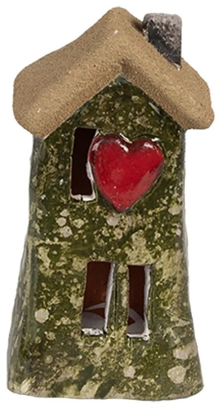 Dekorace zelený keramický domeček - 5*5*10 cm