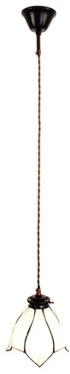 Bílá závěsná Tiffany lampa ve tvaru květu Jurren – 18x115 cm