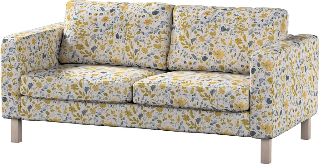 Potah na pohovku IKEA Karlstad 2-místná, nerozkládací, krátký barva žlutá látka pletený vzor, vzorované
