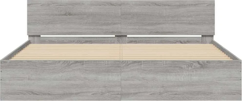 Rám postele s čelem a LED osvětlením šedý sonoma 200 x 200 cm 3207586