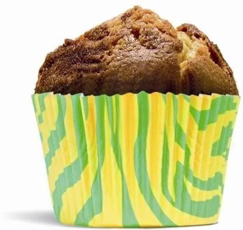 Papírový košíček na muffiny tyfrovaný zeleno žlutý - House of Marie