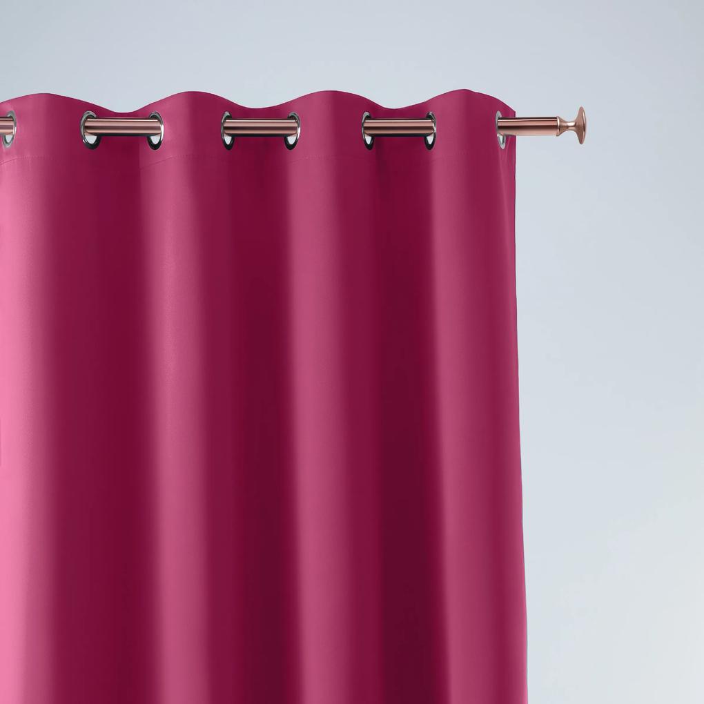 Room99 Hotový závěs na kroužcích AURA Barva: Tmavě růžová/Stříbrná, Velikost: 140 x 300 cm