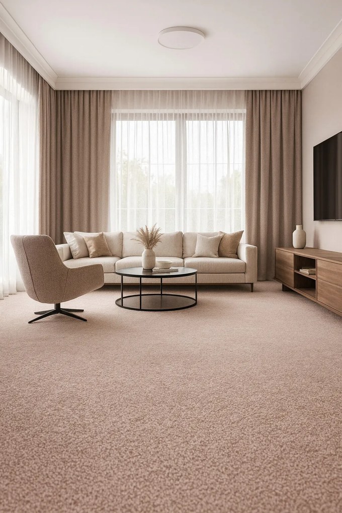 Associated Weavers, Metrážový koberec Spinta 49, na míru, šíře 4m, béžová, filc, ložnice