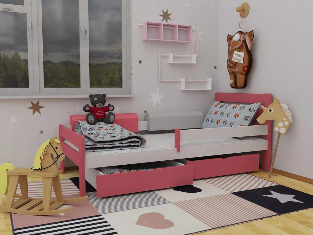 Vomaks Dětská postel se zábranou VMK001C KIDS Rozměr: 100 x 200 cm, Barva: barva růžová