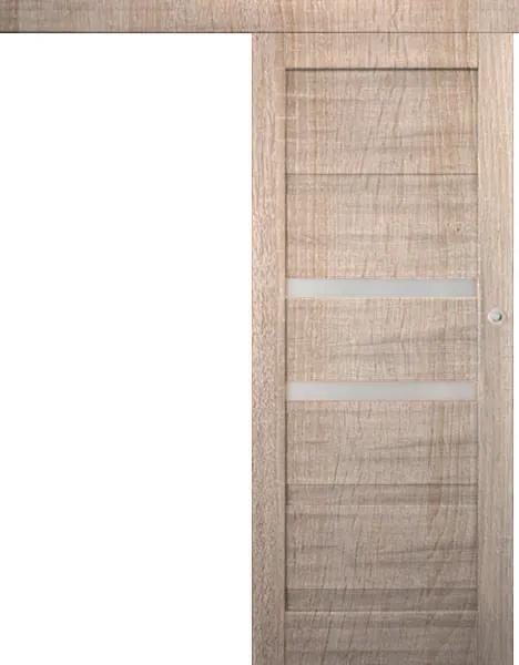 posuvné interiérové dveře na stěnu vasco doors EVORA model 3 Průchozí rozměr: 70 x 197 cm, Orientace dveří: Levé dveře, Dekor: Dub šedý