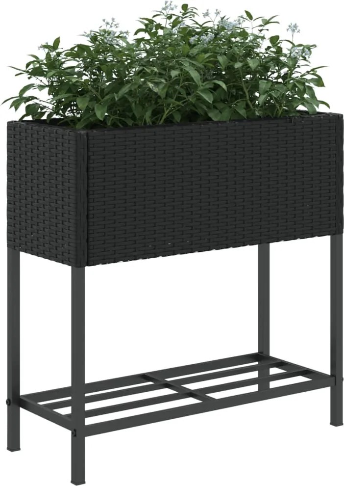 Zahradní truhlíky s policí 2 ks černé 70 x 28 x 70 cm 3210510