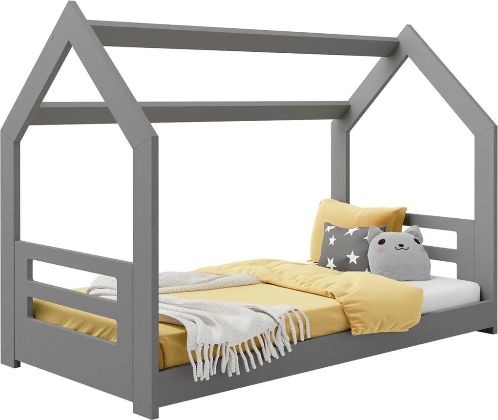 AMI nábytek Dětská postel DOMEČEK D2B 160 x 80 cm masiv šedá