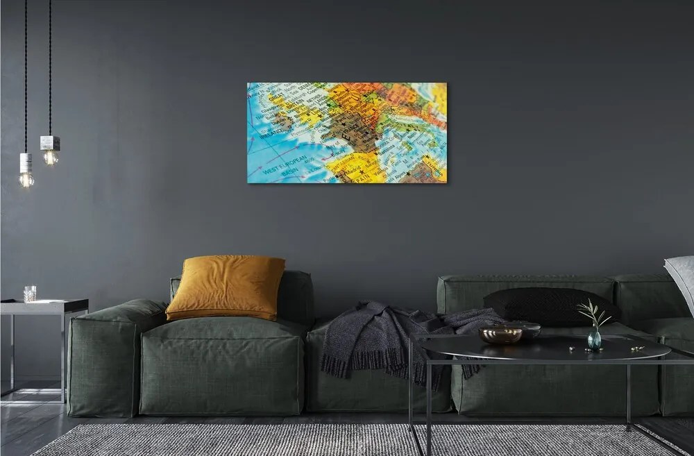 Obraz na skle zeměkoule mapa 120x60 cm