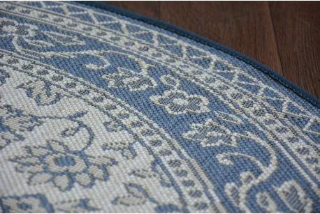 Kulatý koberec FLAT 48691/591 SISAL - vitráže květiny modré